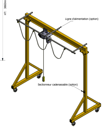 Portique de levage 500 kg avec suspente coulissante